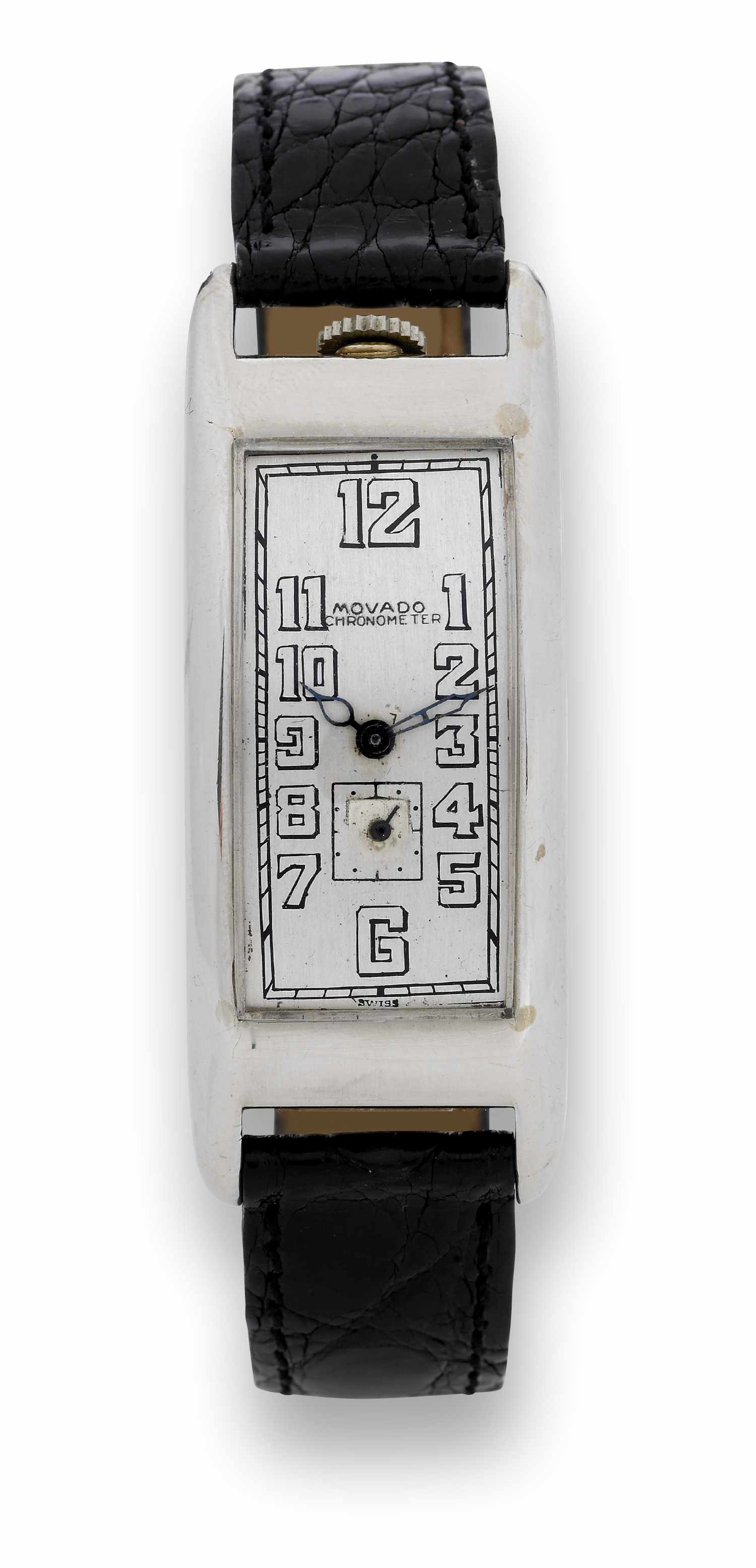 La Cote des Montres : Enchères MOVADO LARGE WHITE GOLD CURVED ...