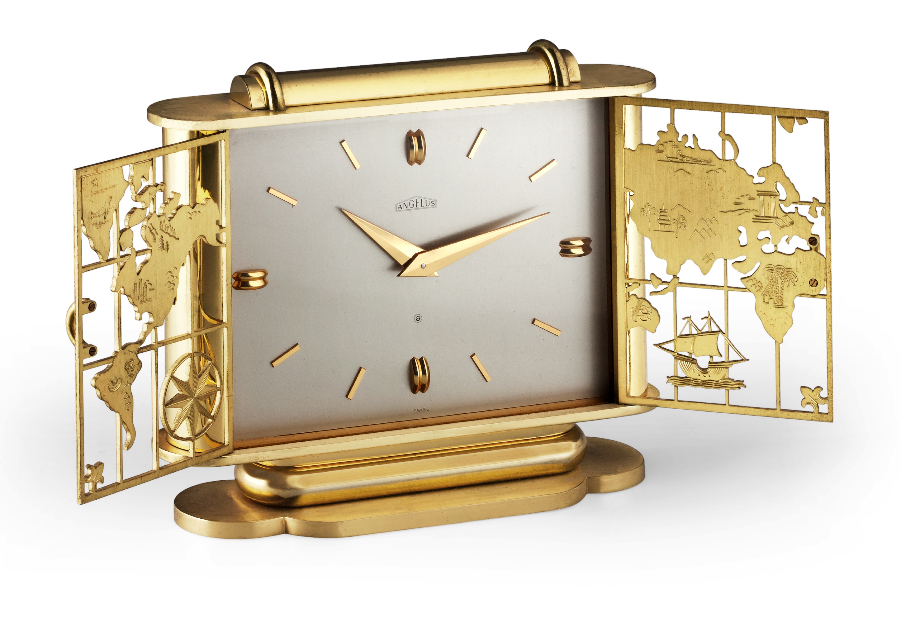 La Cote des Montres : Enchères Angelus – World Planisphere Desk Clock ...
